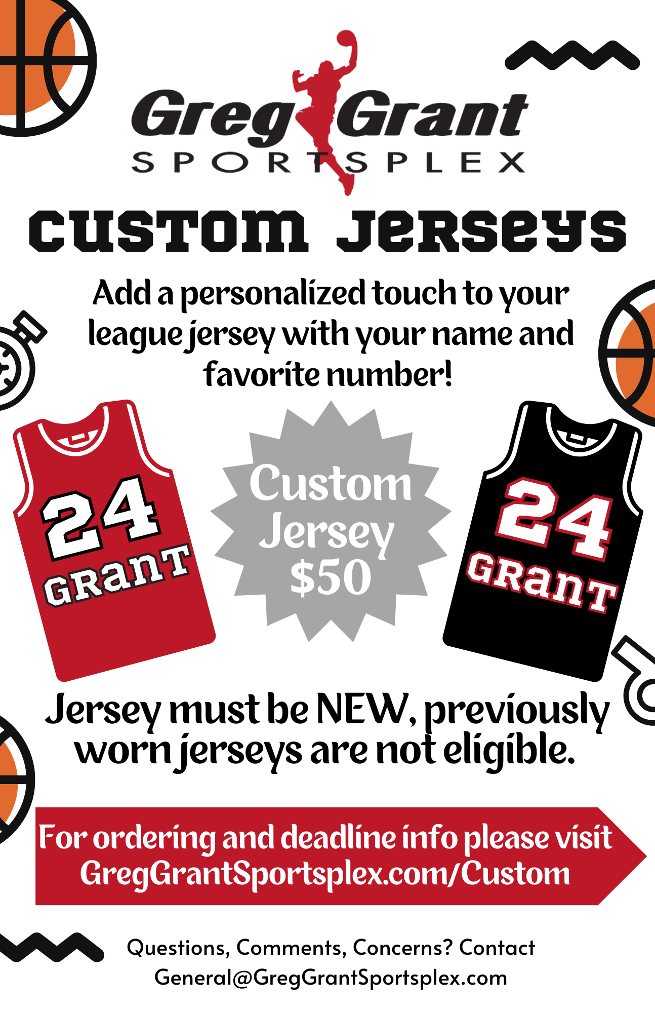 Custom Jerseys - Greg Grant Sportsplex