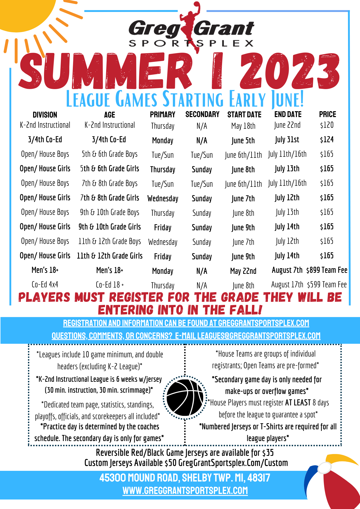 Summer I 2023 - Greg Grant Sportsplex