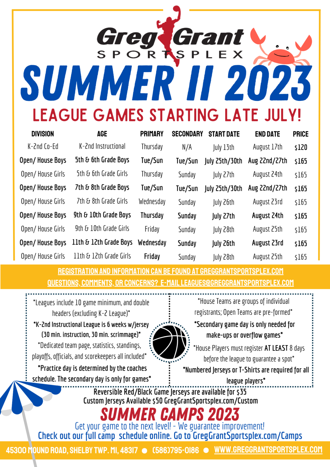 Summer lI 2023 - Greg Grant Sportsplex