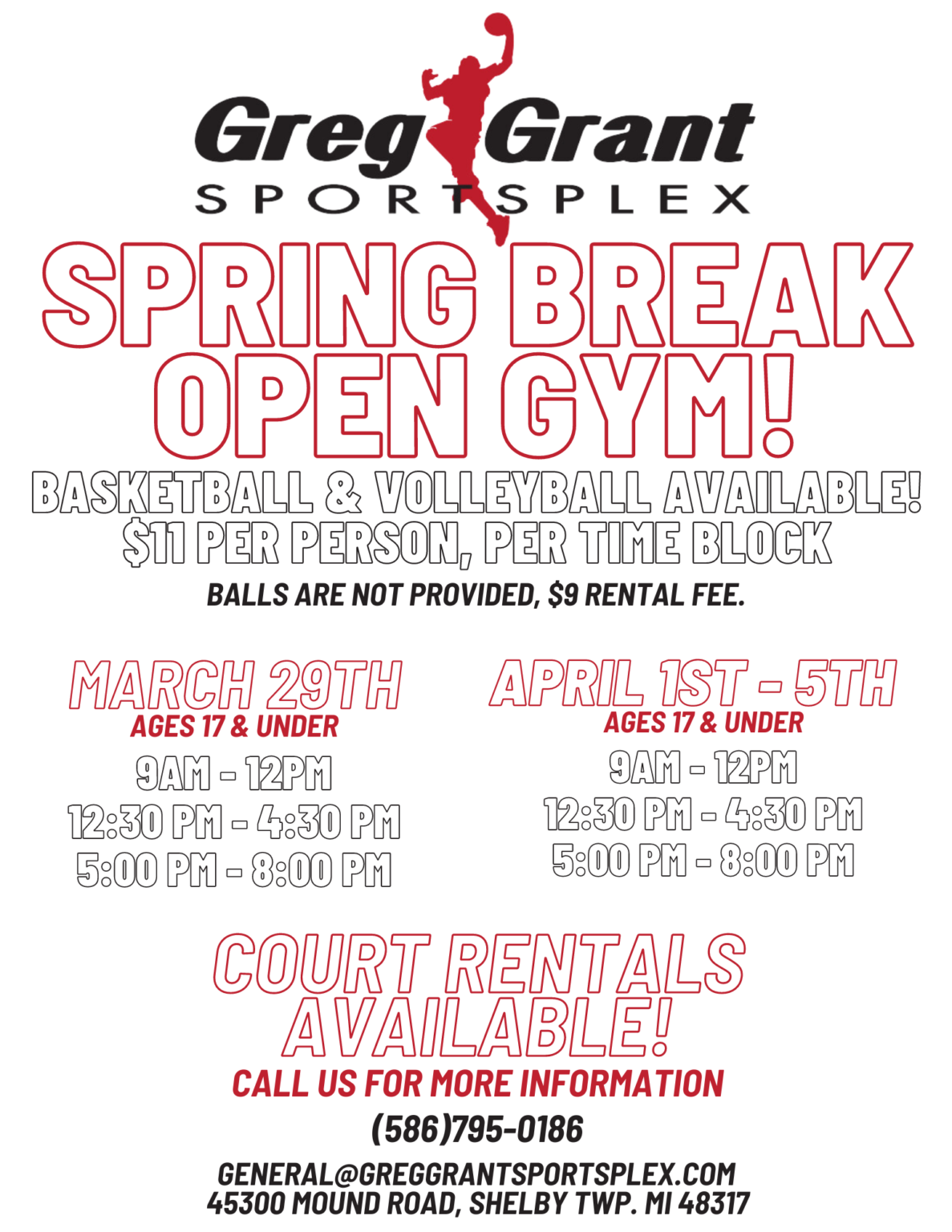 Basketball Rentals and Pickup - Greg Grant Sportsplex
