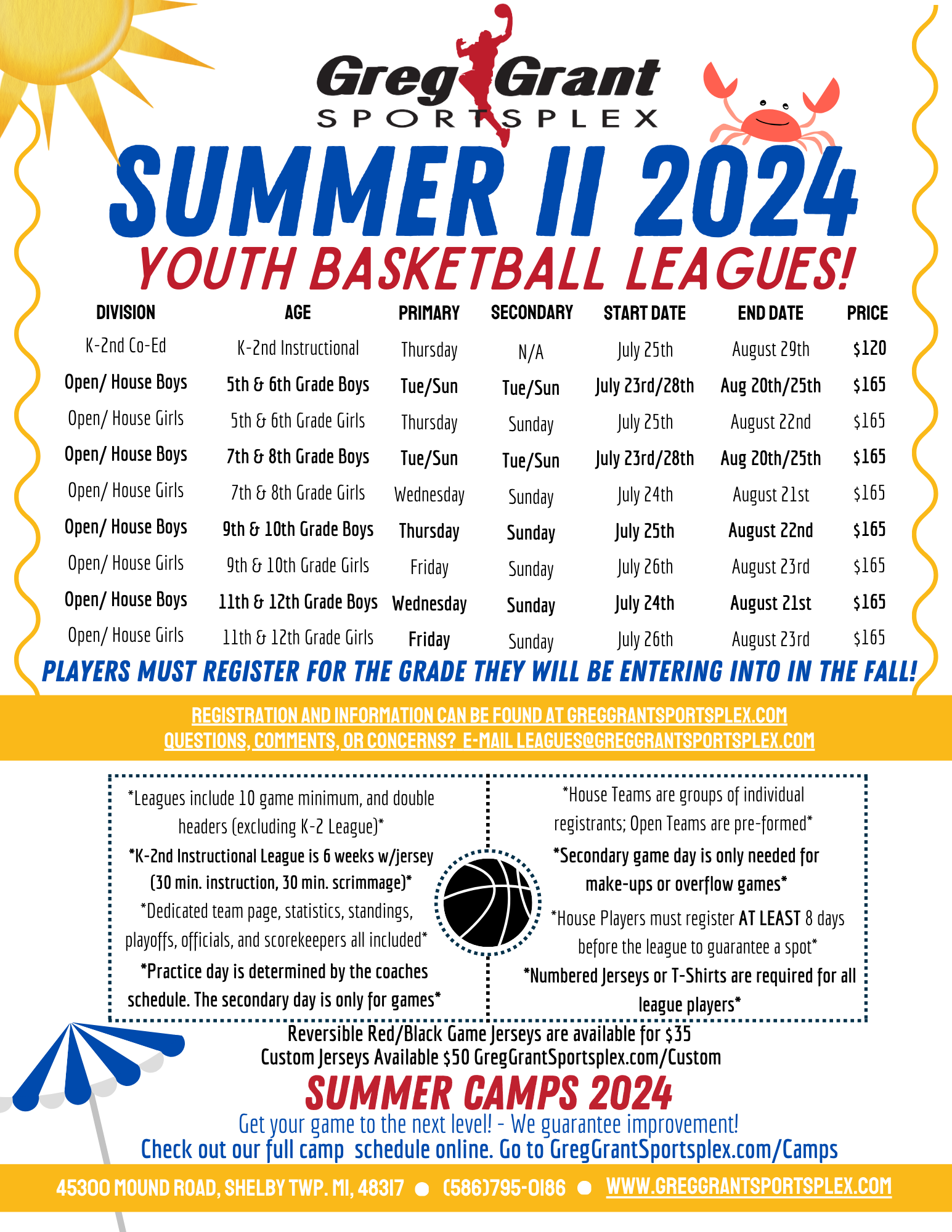 Summer lI 2024 - Greg Grant Sportsplex