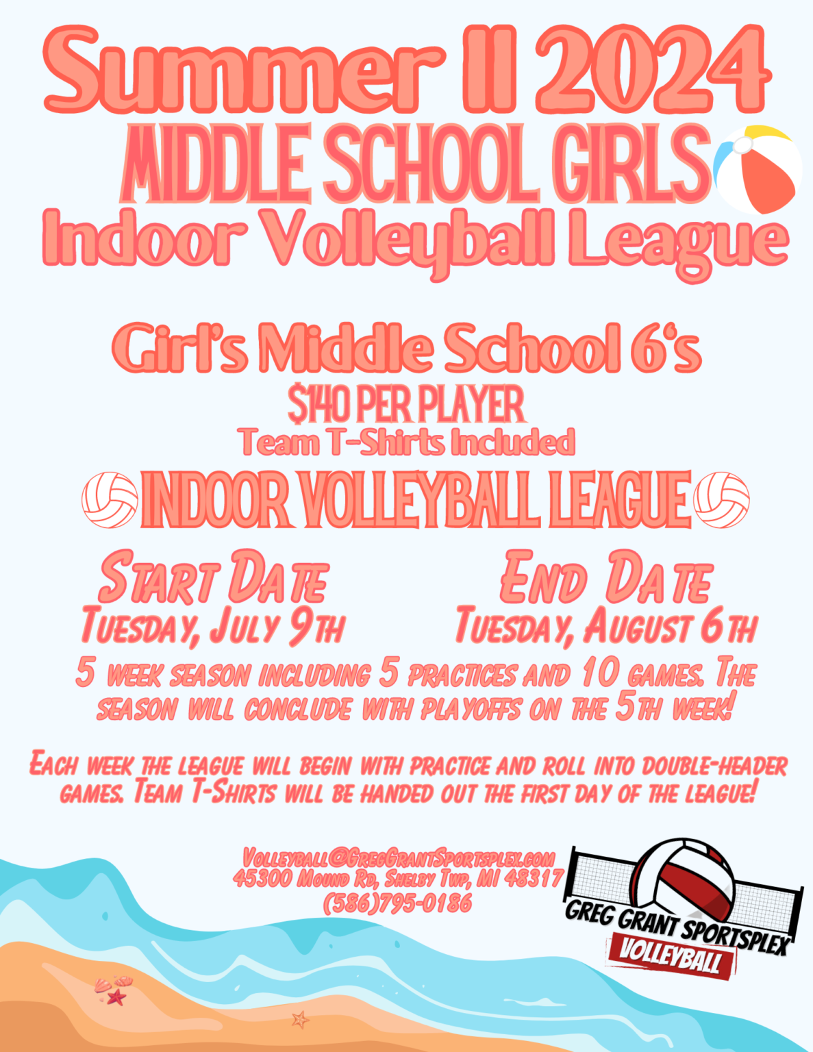 Indoor Volleyball Summer II 2024 - Greg Grant Sportsplex