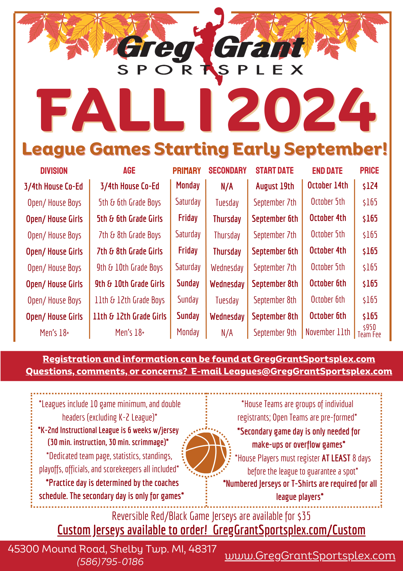 Fall l 2024 - Greg Grant Sportsplex