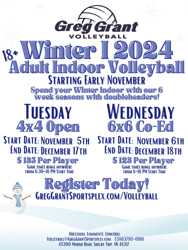 Adult Indoor Volleyball Winter I 2024 - Greg Grant Sportsplex