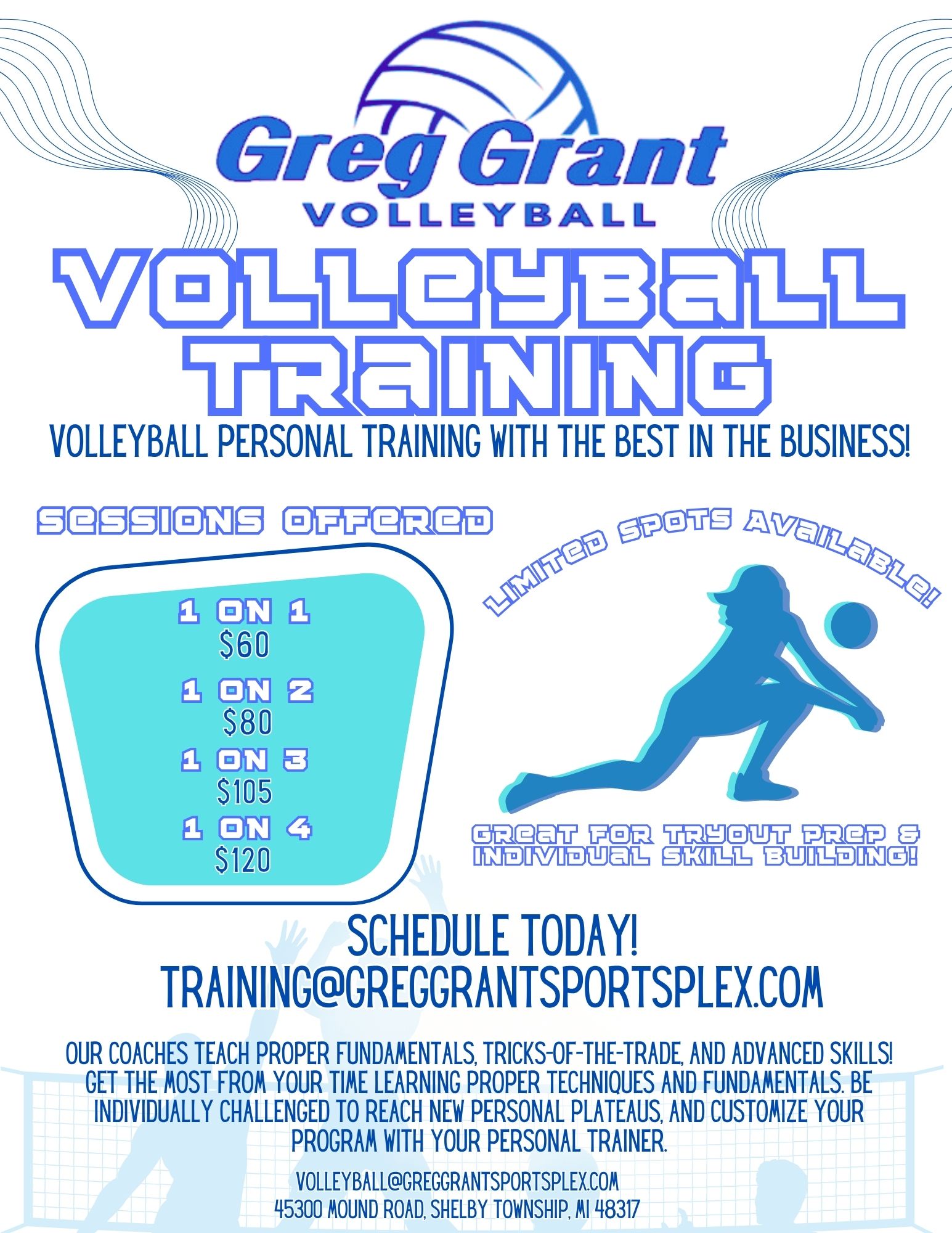 Volleyball Training Flyer - Greg Grant Sportsplex